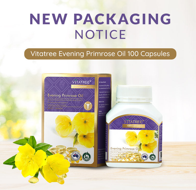 Packaging change notice: Vitatree Evening Primrose Oil 100 capsules ...