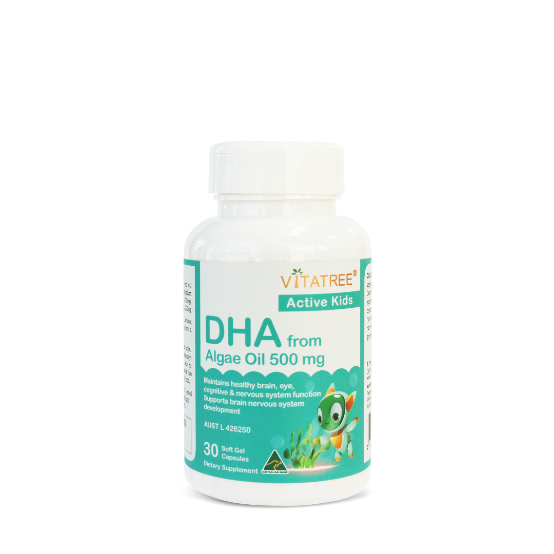 Vitatree Active Kids DHA from Algae Oil 500 mg 30 Soft Gel Capsules ...